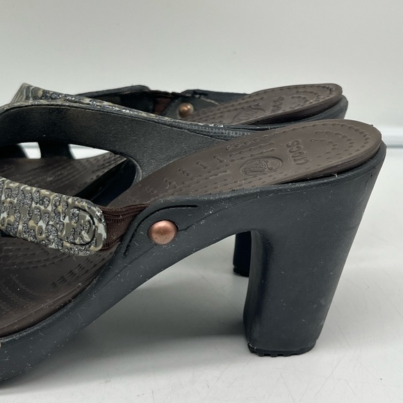 CROCS | Shoes | Crocs Cyprus Iv Black Brown Leopard Strappy High Heels ...